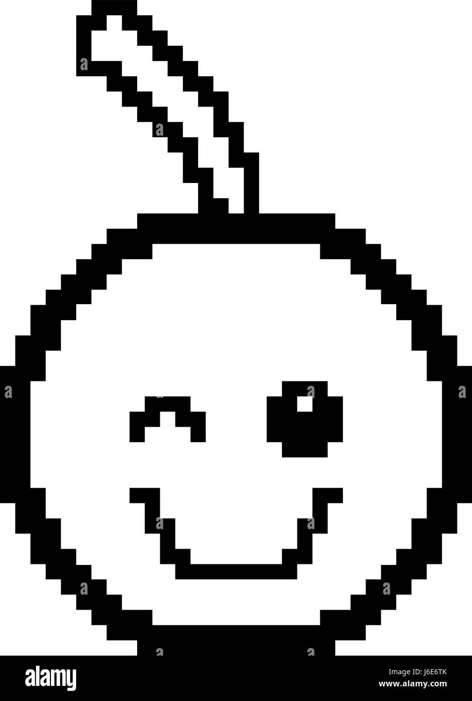 An illustration of a cherry winking in an 8-bit cartoon style Stock ...