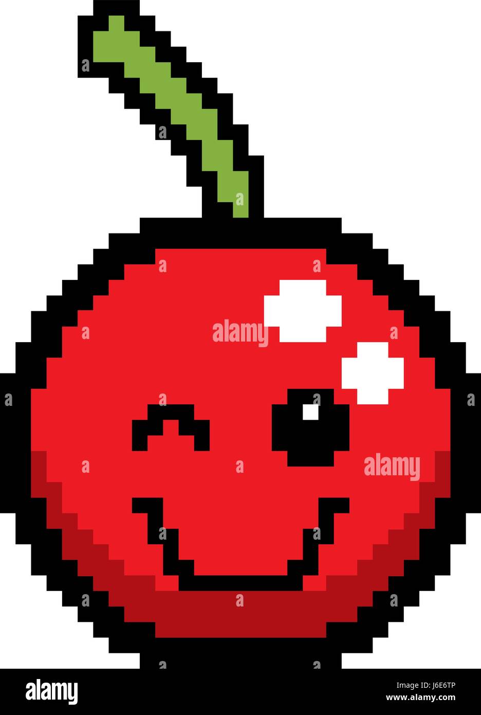 An illustration of a cherry winking in an 8-bit cartoon style Stock ...