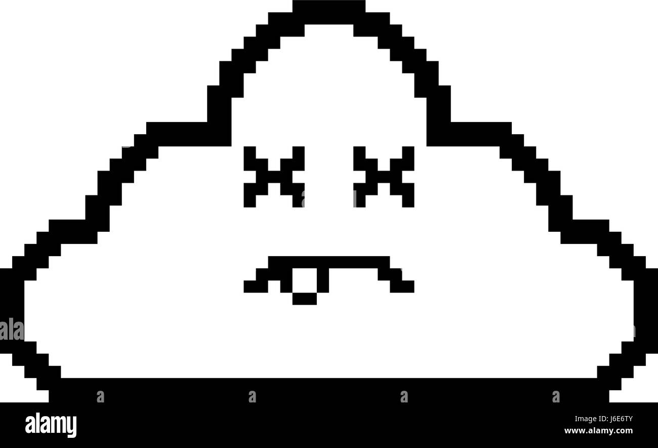 An illustration of a cloud looking dead in an 8-bit cartoon style Stock ...