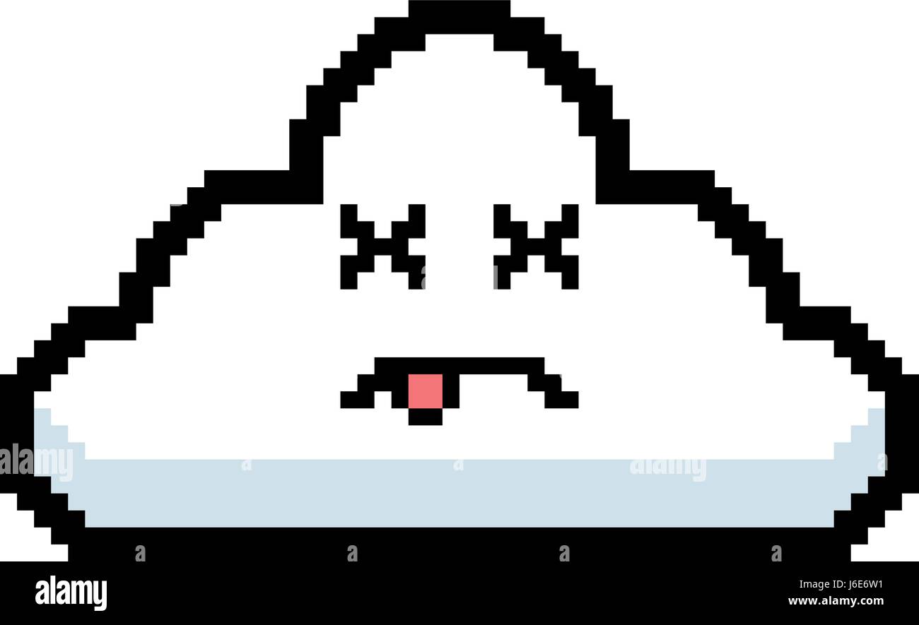 An illustration of a cloud looking dead in an 8-bit cartoon style Stock ...