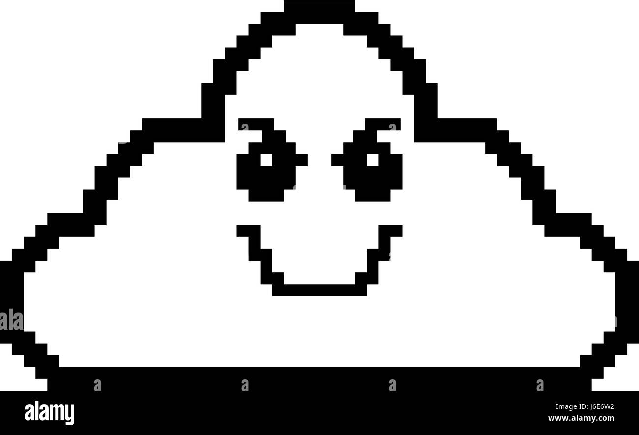 An illustration of a cloud looking evil in an 8-bit cartoon style Stock ...