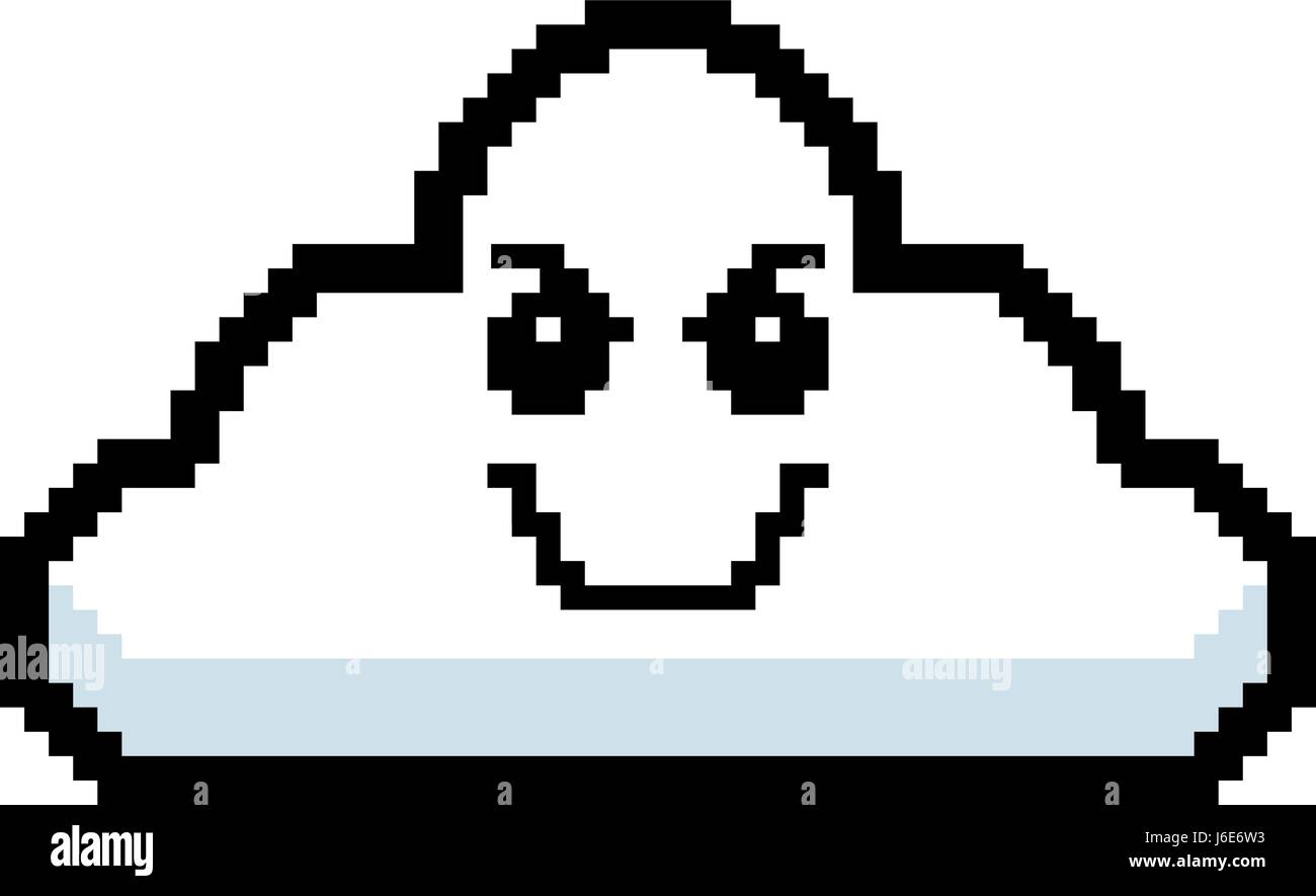 An illustration of a cloud looking evil in an 8-bit cartoon style Stock ...
