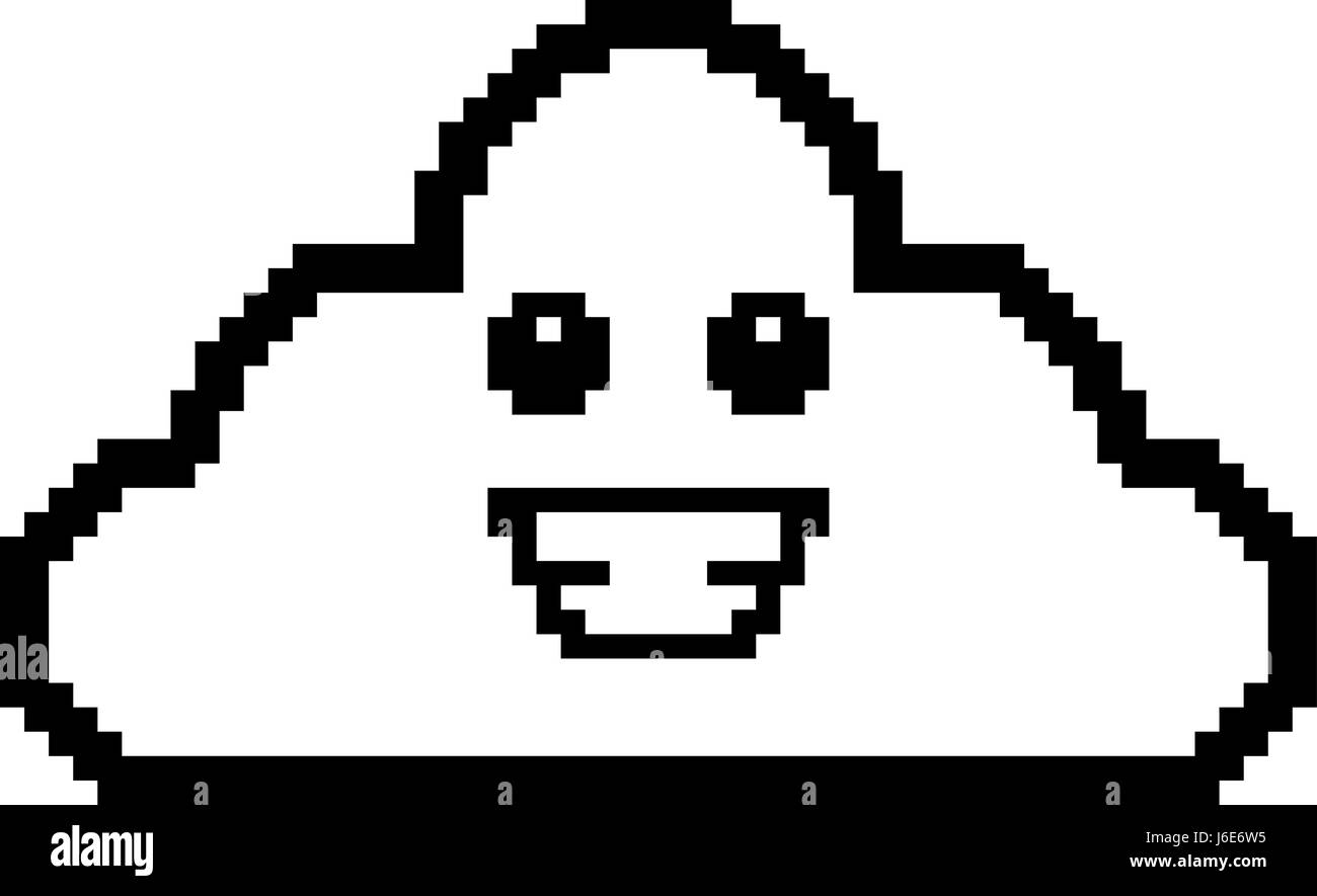 An illustration of a cloud smiling in an 8-bit cartoon style Stock ...