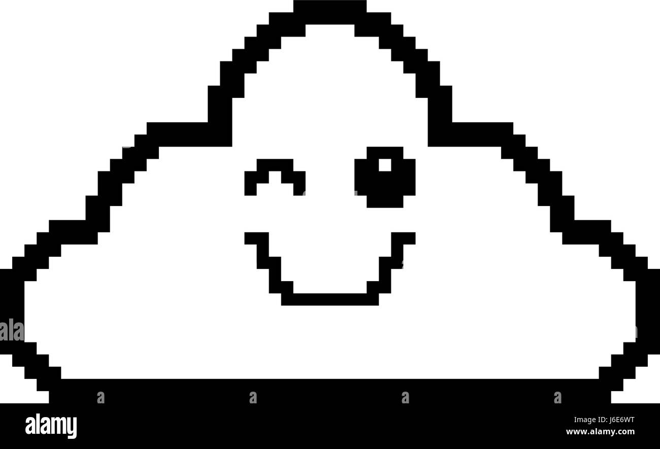 An illustration of a cloud winking in an 8-bit cartoon style Stock ...