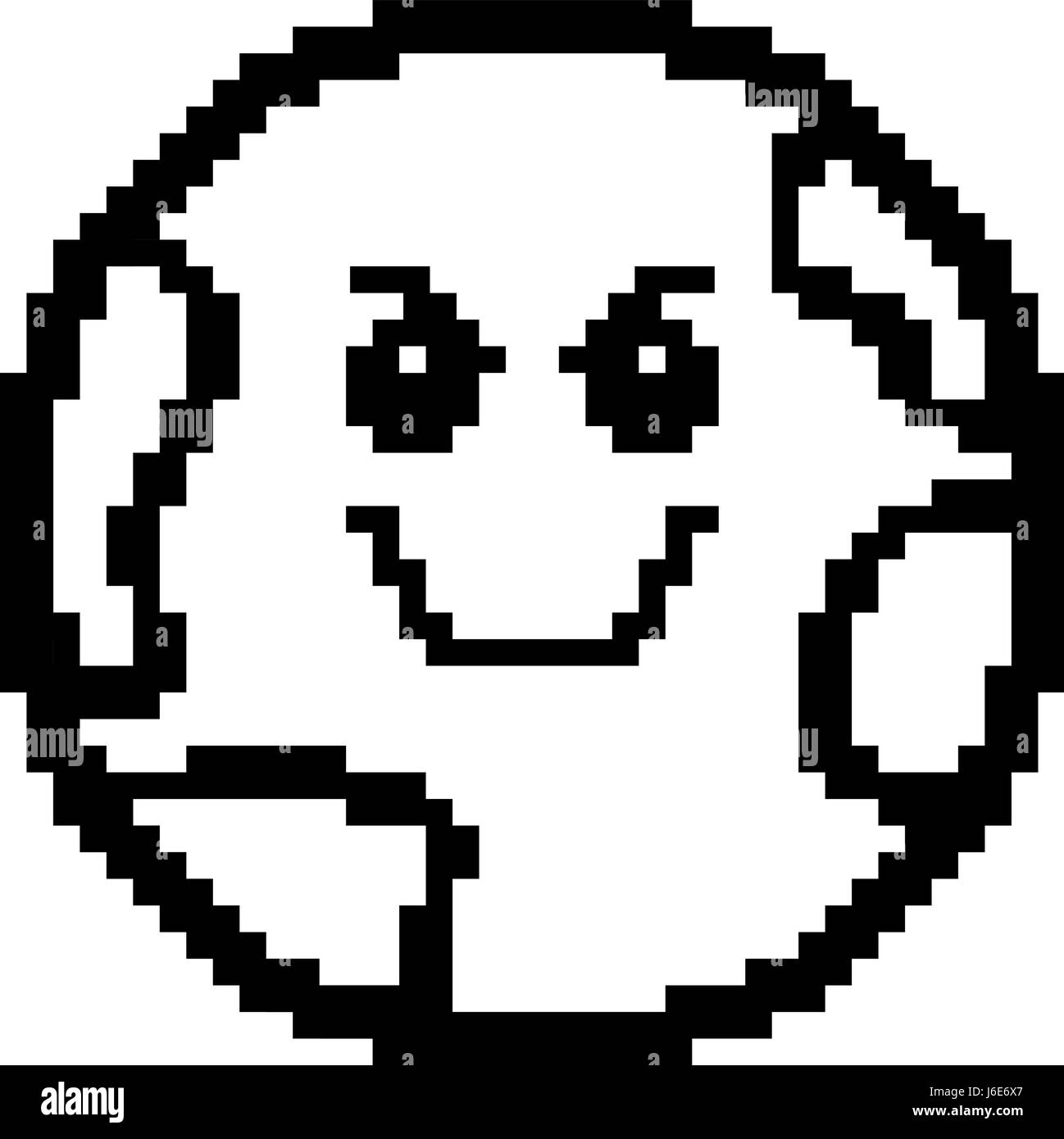 An illustration of a planet earth looking evil in an 8-bit cartoon ...