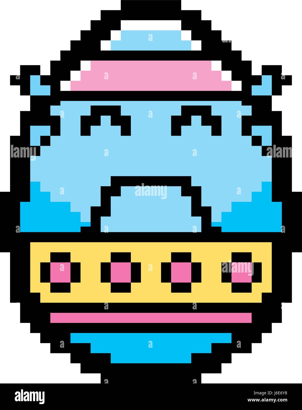 An illustration of an Easter egg crying in an 8-bit cartoon style Stock ...
