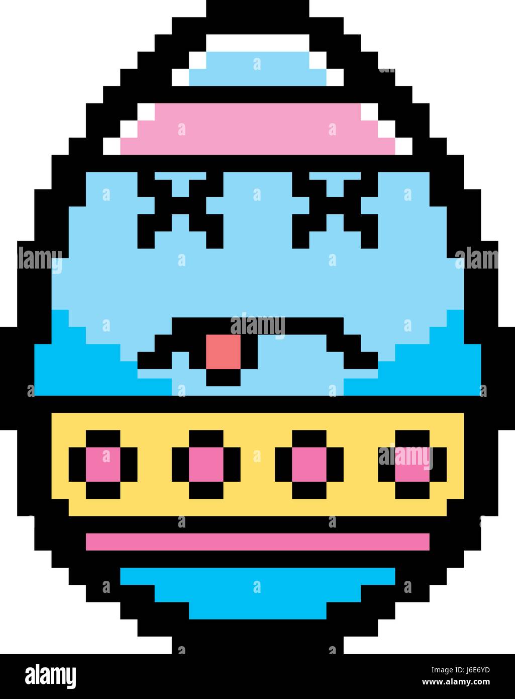 An illustration of an Easter egg looking dead in an 8-bit cartoon style ...