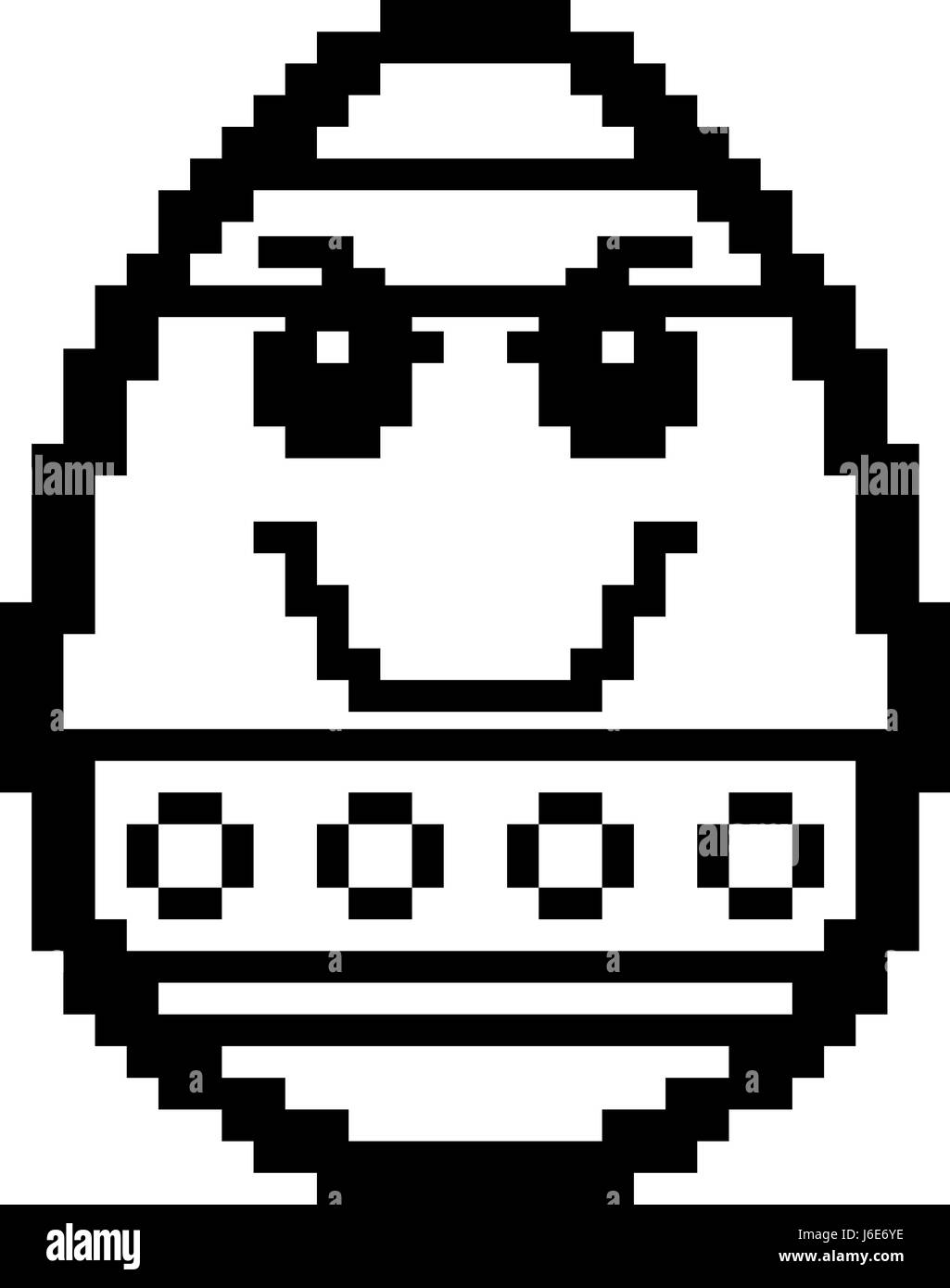 An illustration of an Easter egg looking evil in an 8-bit cartoon style ...