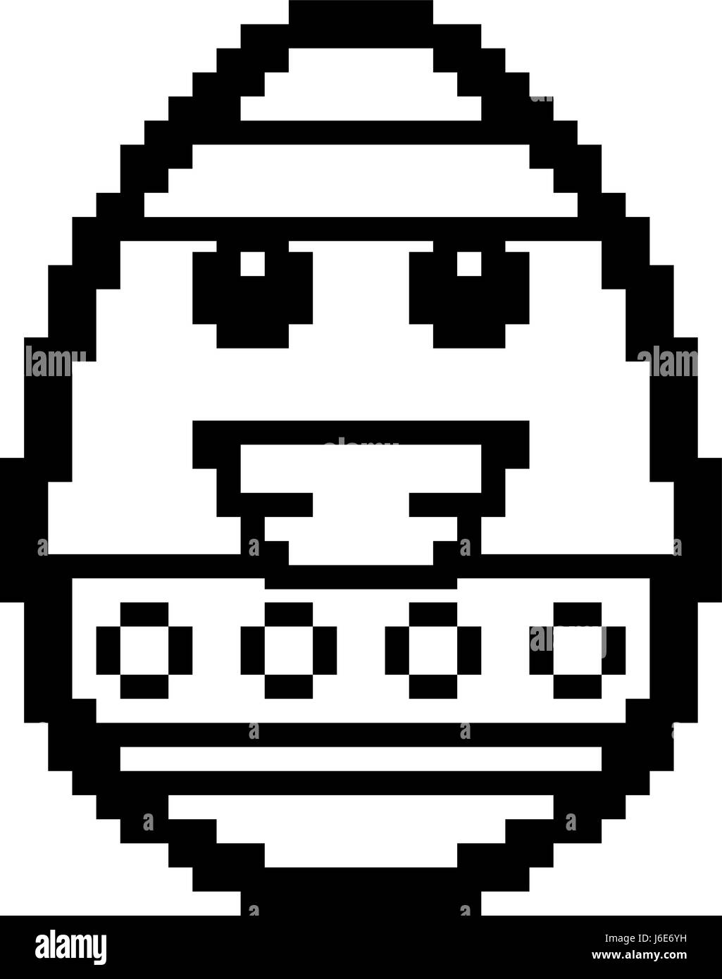 An illustration of an Easter egg smiling in an 8-bit cartoon style ...