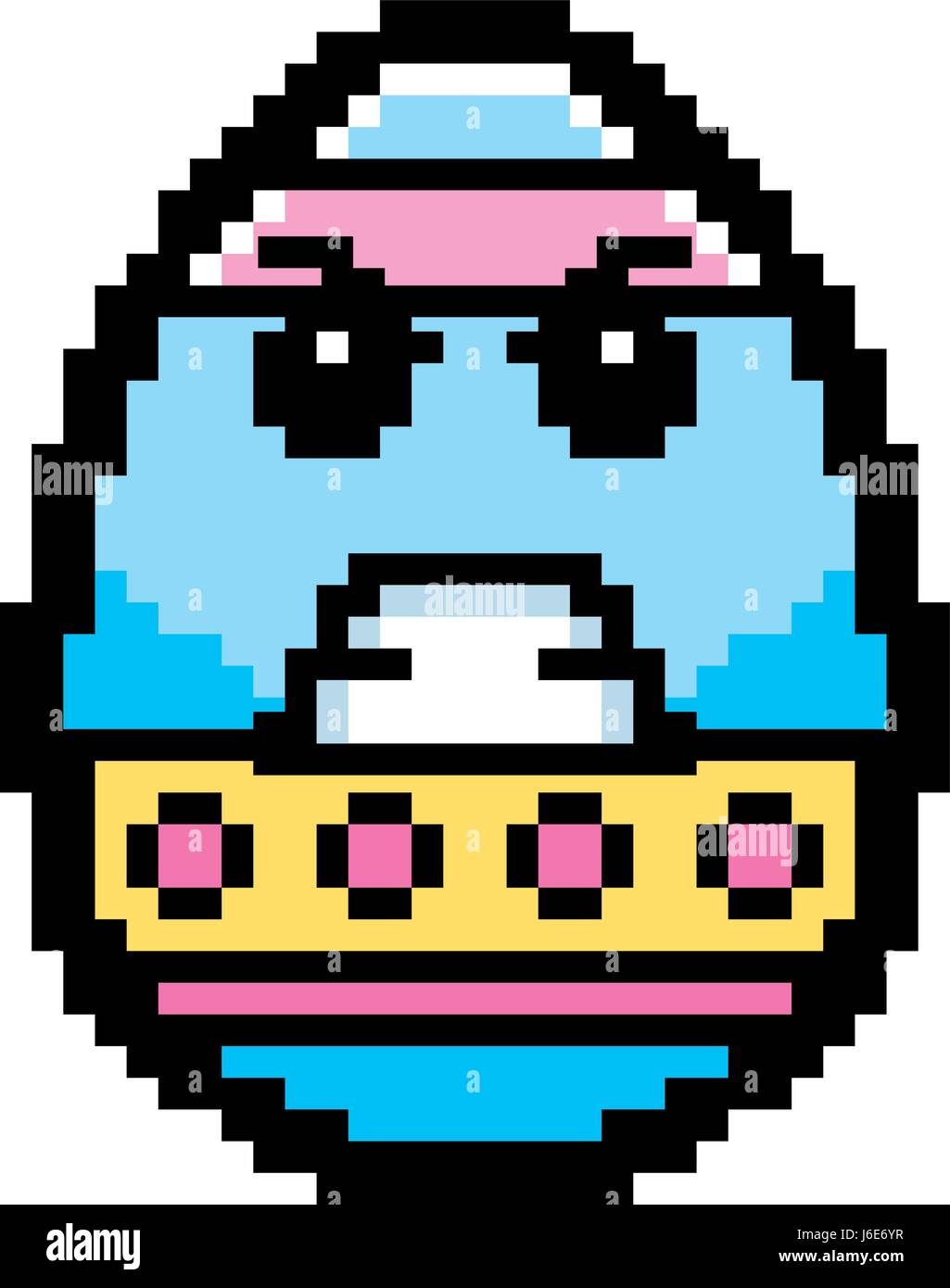 An illustration of an Easter egg looking angry in an 8-bit cartoon ...