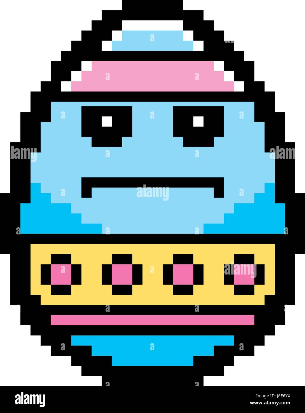 An illustration of an Easter egg looking serious in an 8-bit cartoon ...