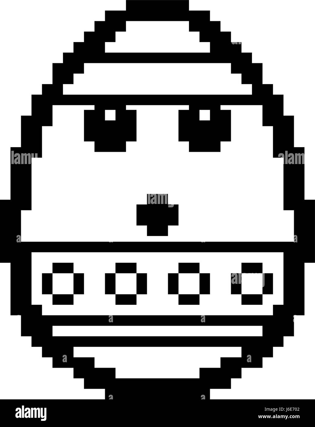 An illustration of an Easter egg looking surprised in an 8-bit cartoon ...