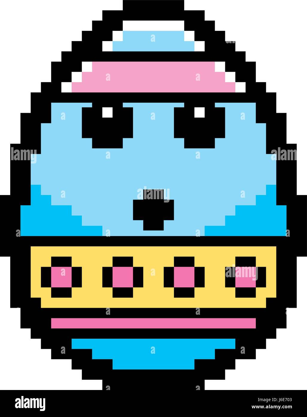An illustration of an Easter egg looking surprised in an 8-bit cartoon ...