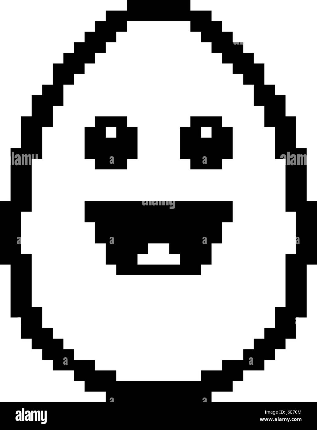 An illustration of an egg smiling in an 8-bit cartoon style Stock ...