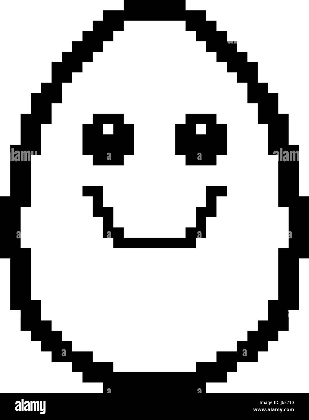 An illustration of an egg smiling in an 8-bit cartoon style Stock ...