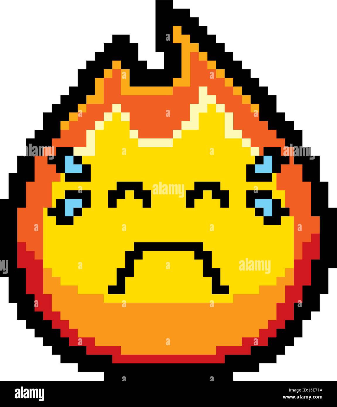 An illustration of a flame crying in an 8-bit cartoon style Stock ...