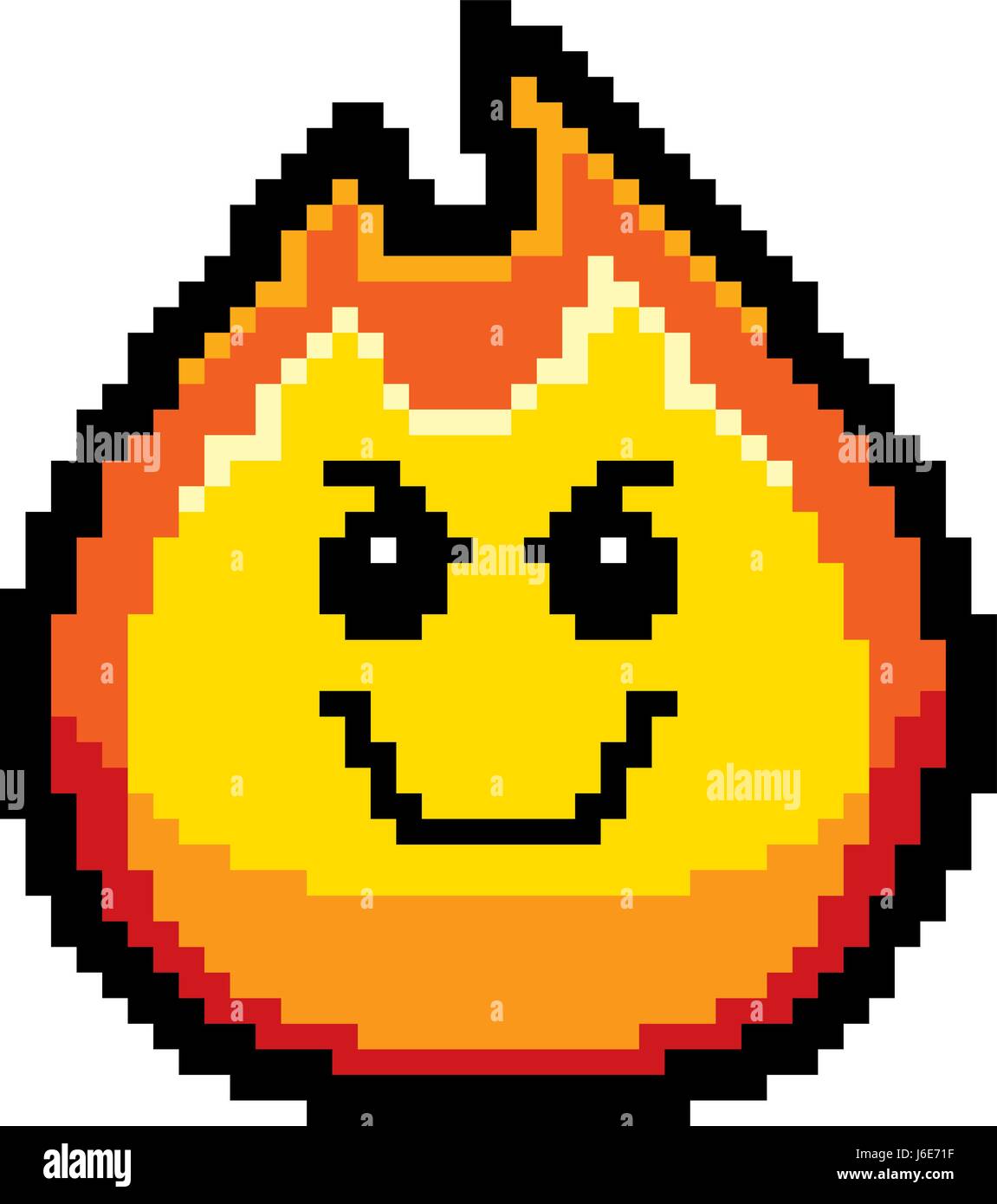 An illustration of a flame looking evil in an 8-bit cartoon style Stock ...