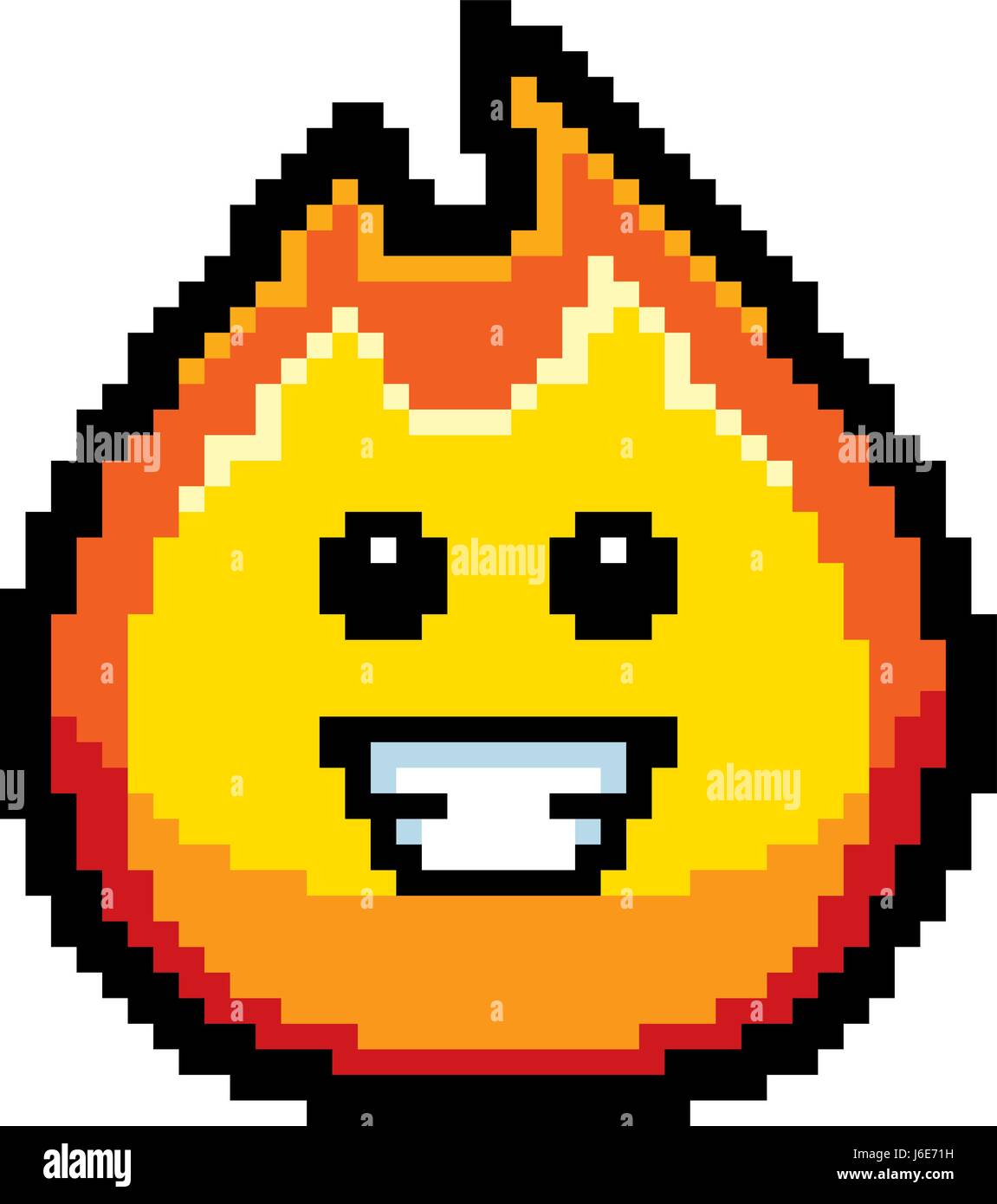 An illustration of a flame smiling in an 8-bit cartoon style Stock ...