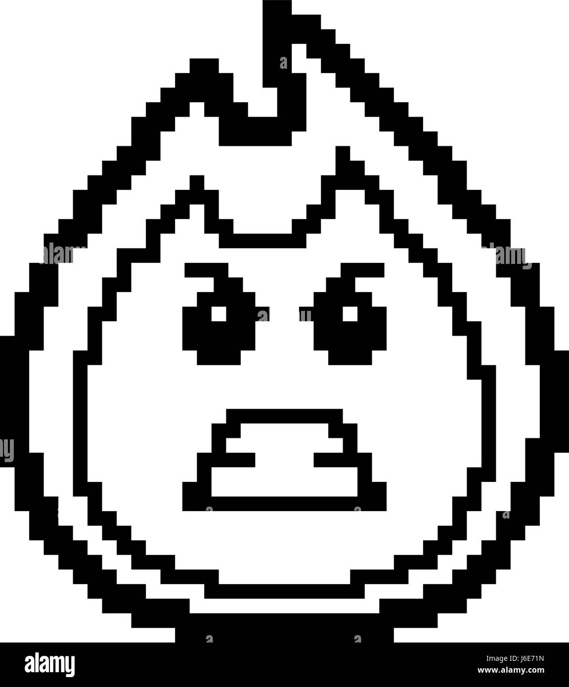 An illustration of a flame looking angry in an 8-bit cartoon style ...
