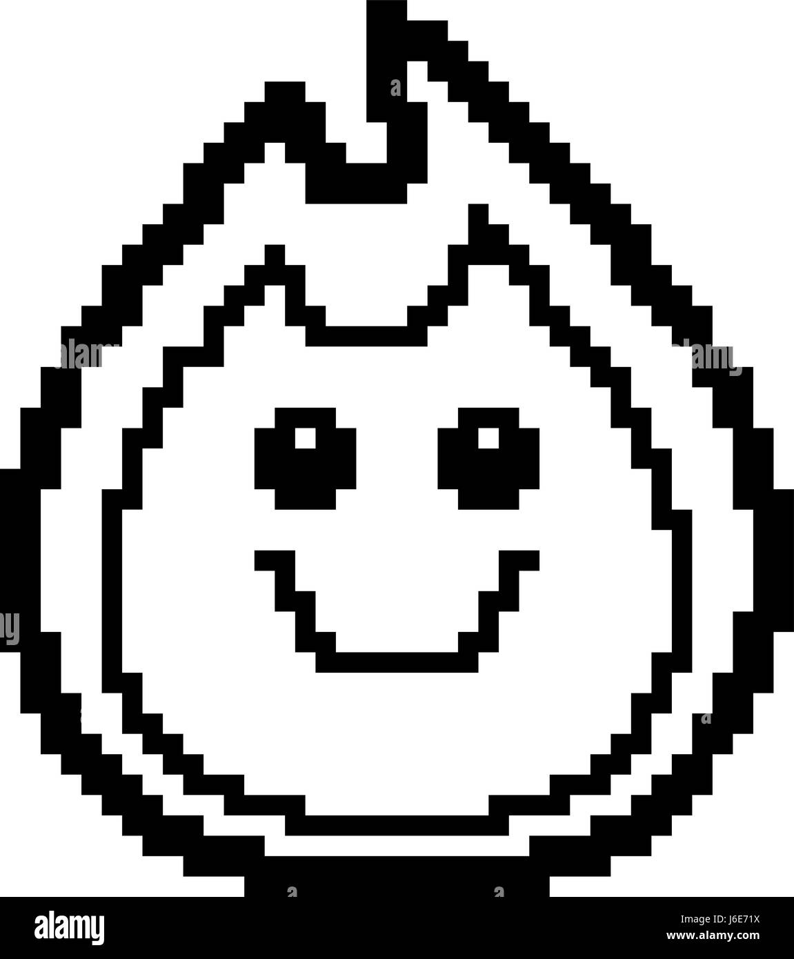 An illustration of a flame smiling in an 8-bit cartoon style Stock ...