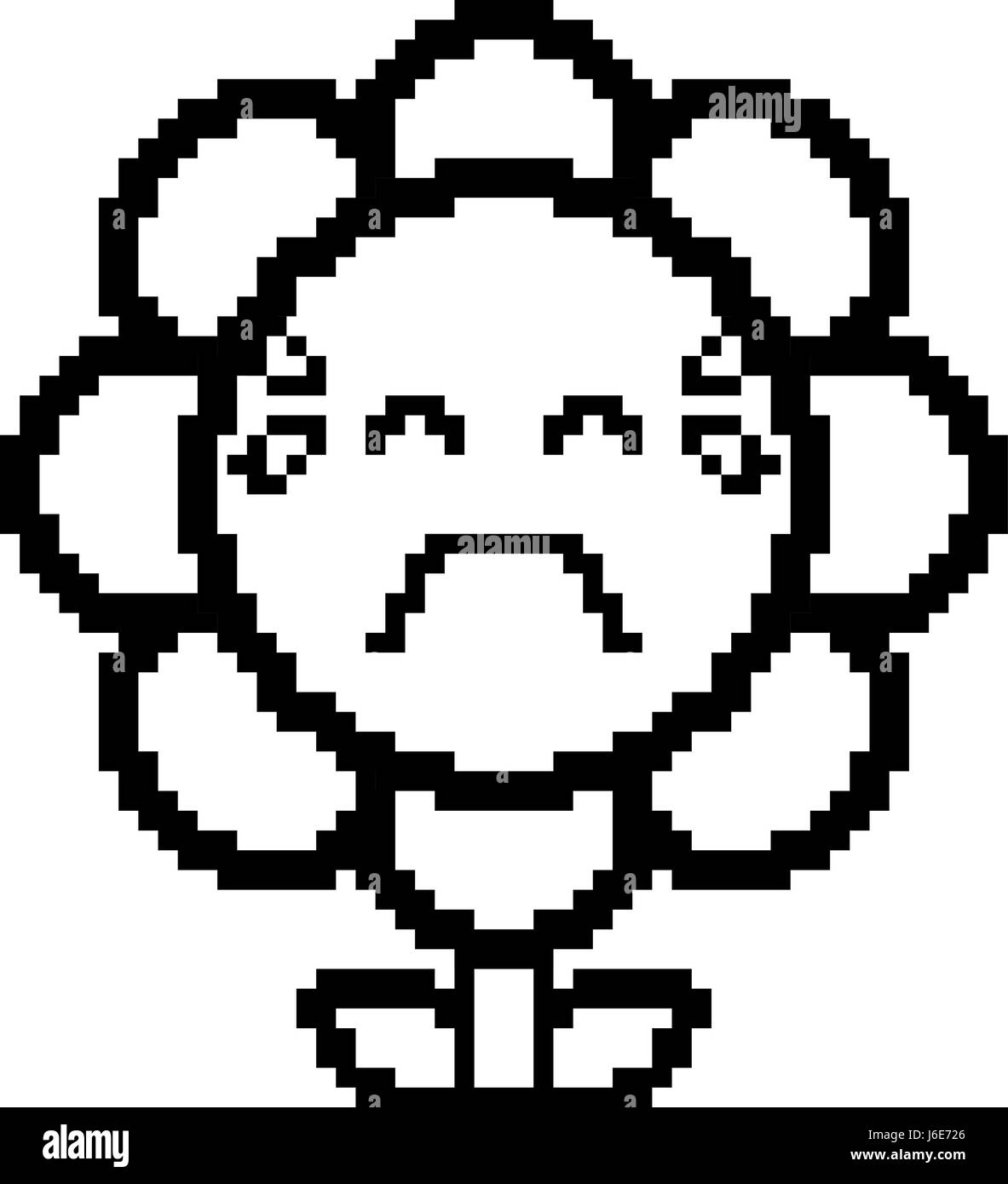 An illustration of a flower crying in an 8-bit cartoon style Stock ...