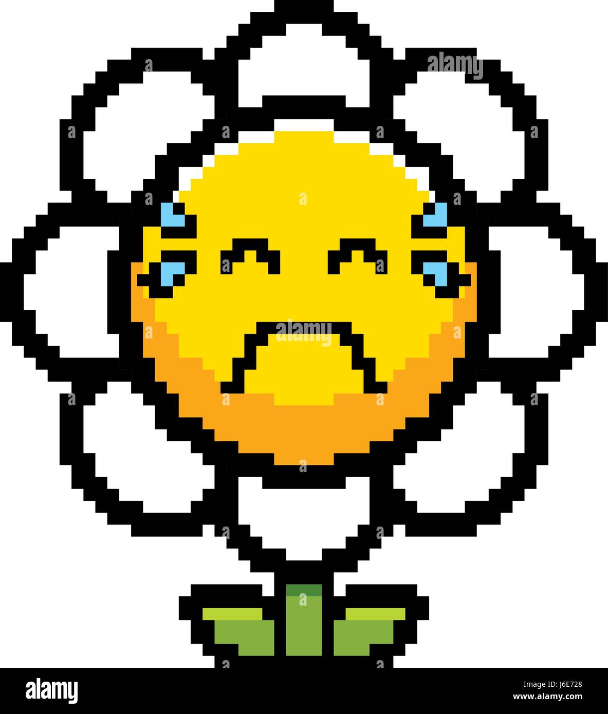 An illustration of a flower crying in an 8-bit cartoon style Stock ...