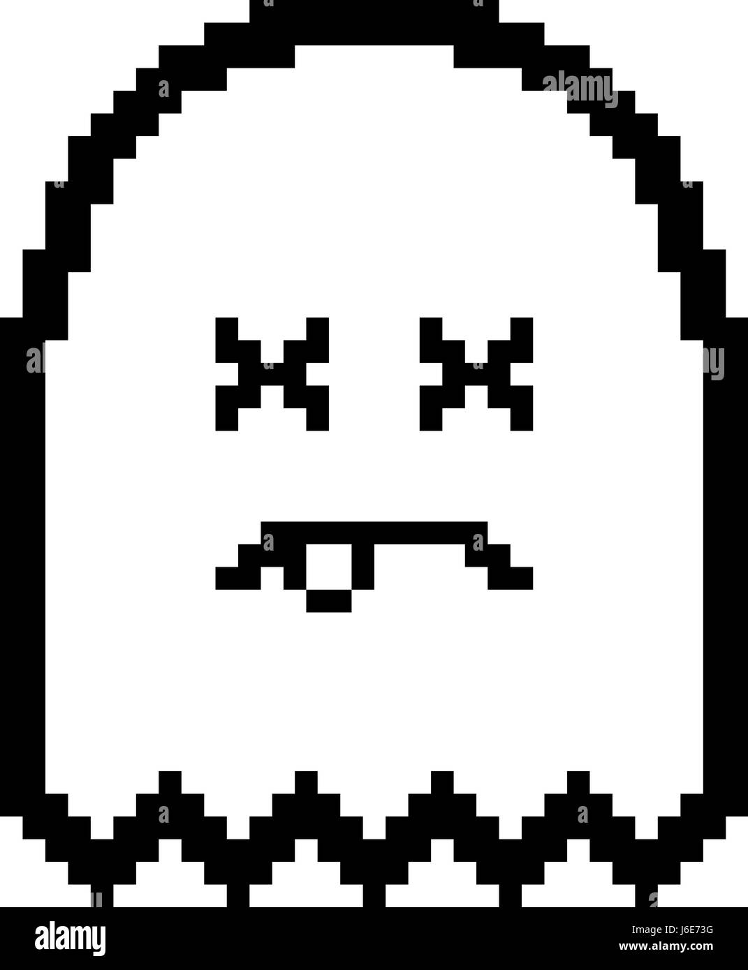 An illustration of a ghost looking dead in an 8-bit cartoon style Stock ...