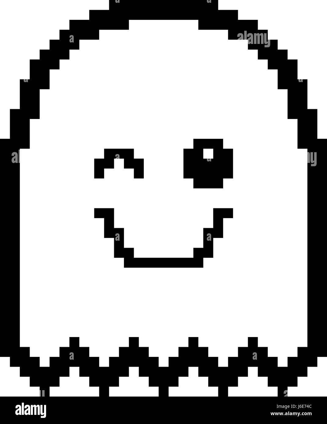 An illustration of a ghost winking in an 8-bit cartoon style Stock ...