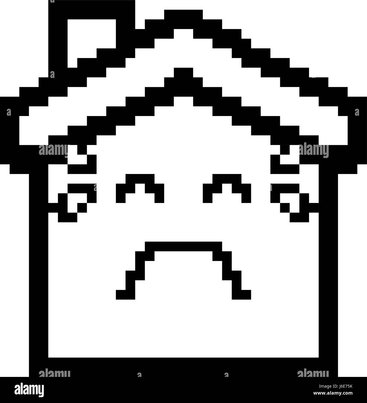 An illustration of a house crying in an 8-bit cartoon style Stock ...