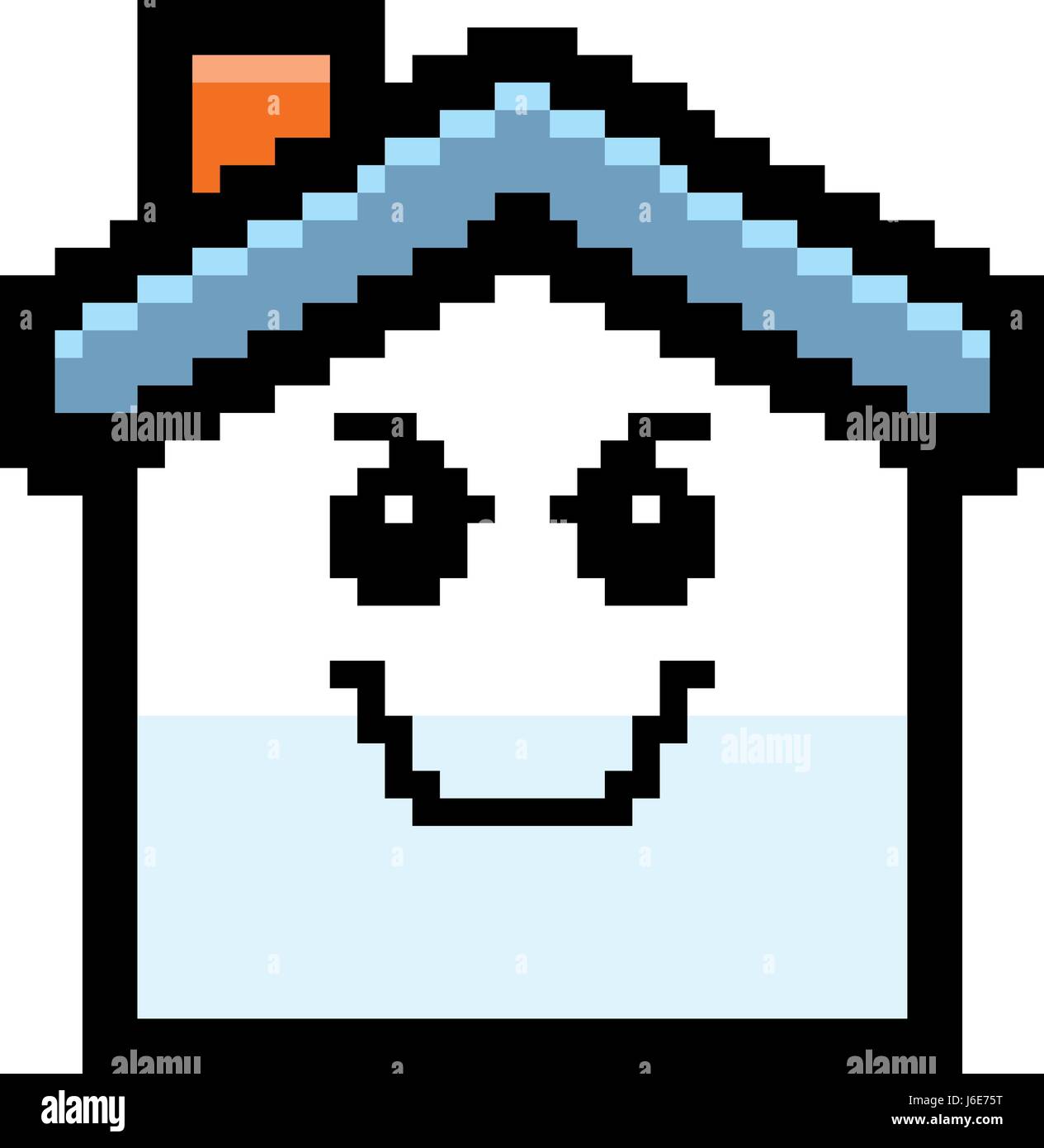 An illustration of a house looking evil in an 8-bit cartoon style Stock ...