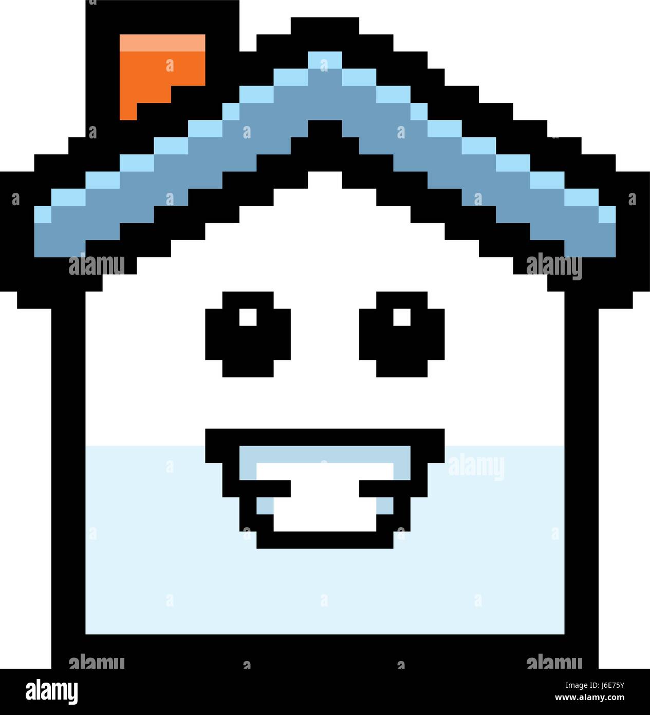 An illustration of a house smiling in an 8-bit cartoon style Stock ...