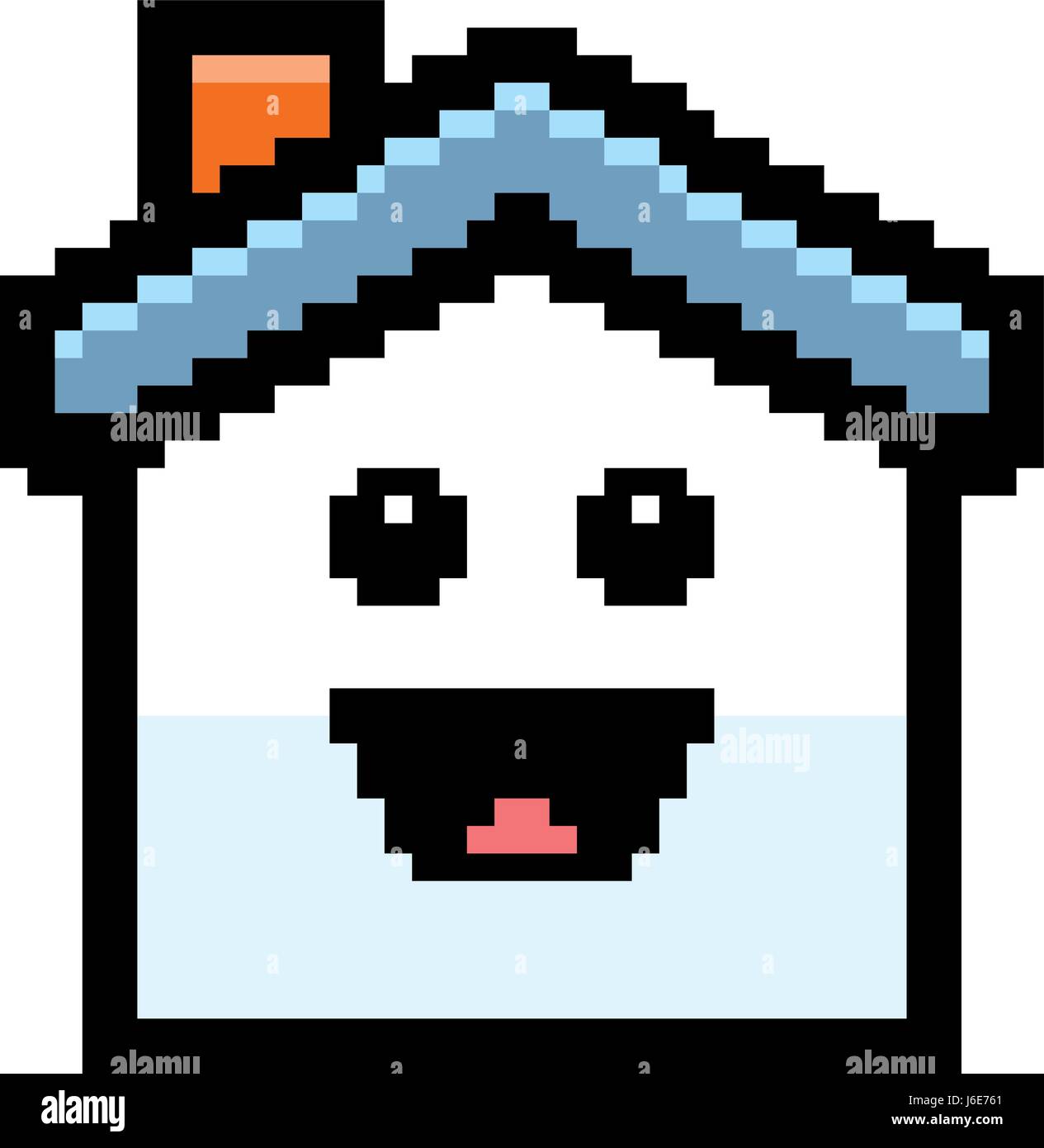 An illustration of a house smiling in an 8-bit cartoon style Stock ...
