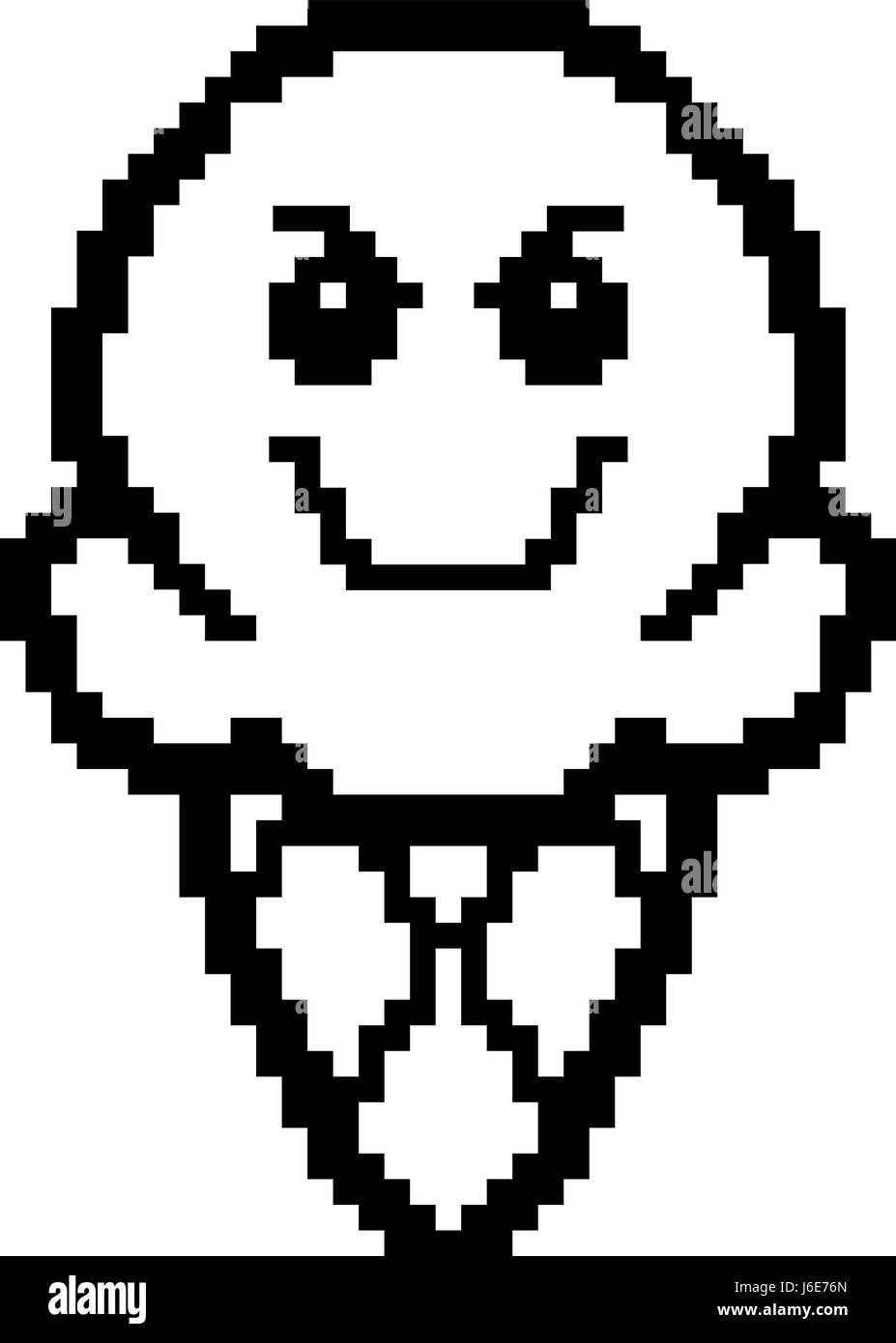 An illustration of an ice cream cone looking evil in an 8-bit cartoon ...
