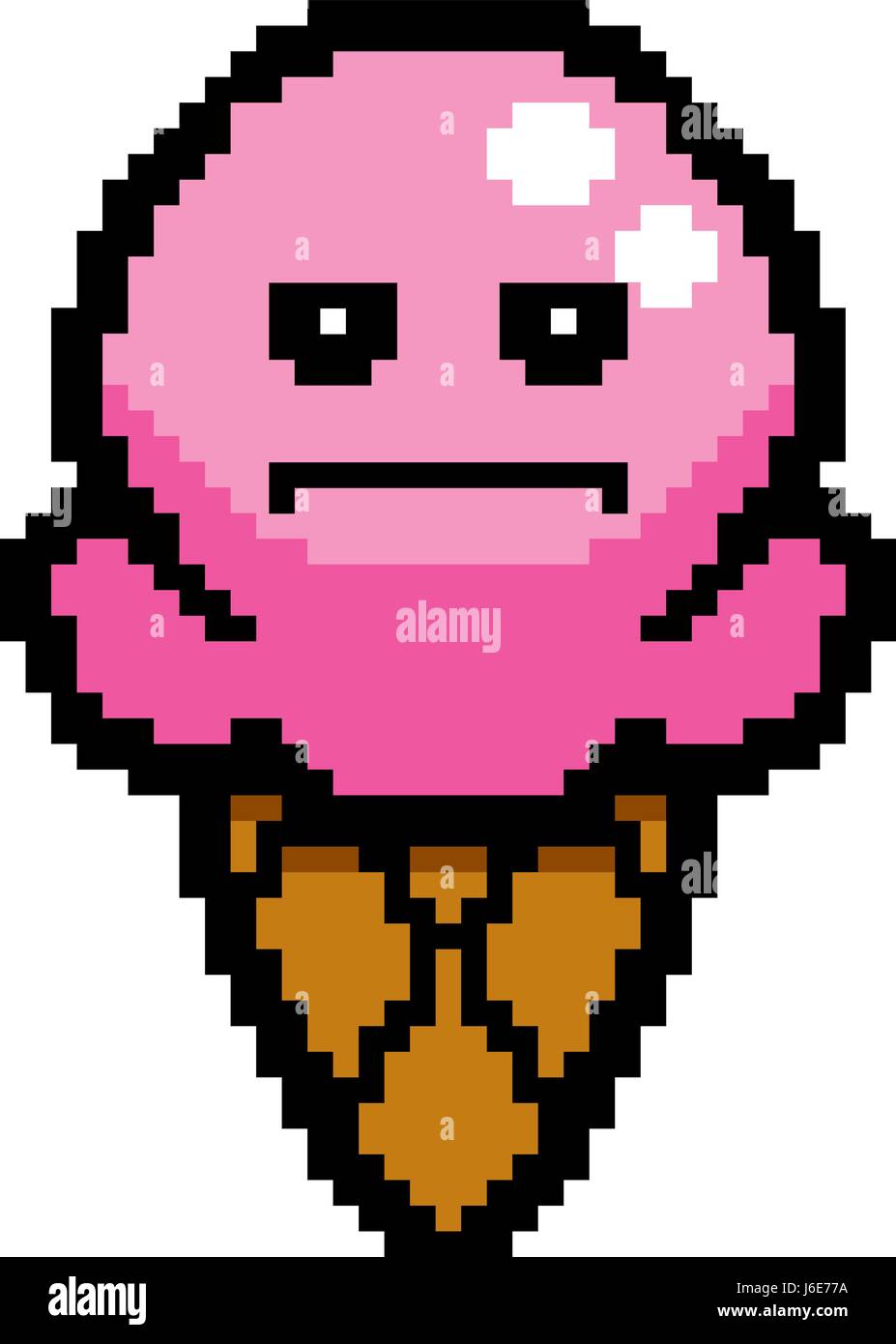 An illustration of an ice cream cone looking serious in an 8-bit ...
