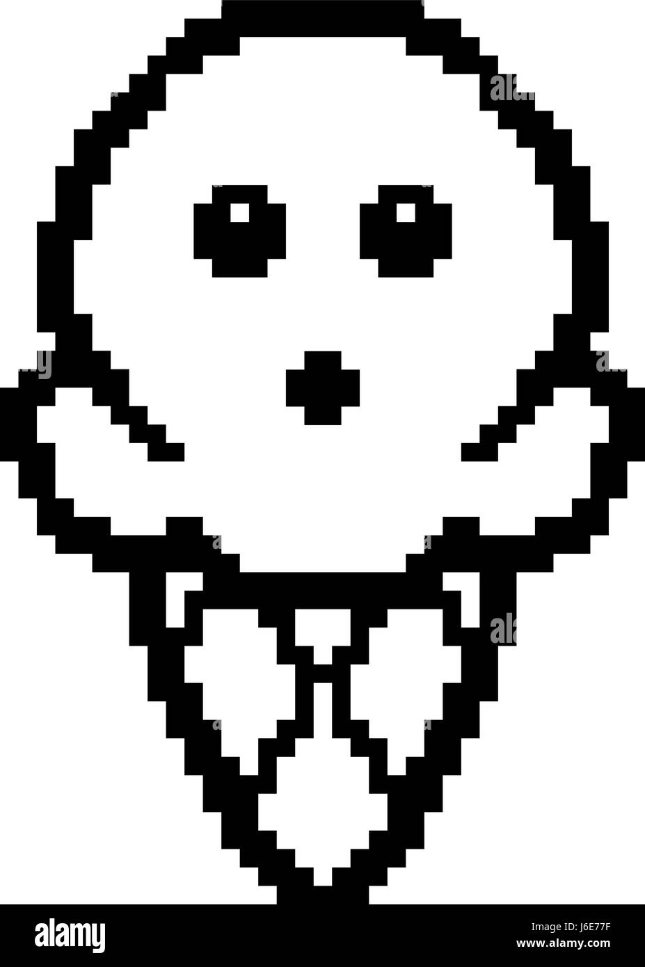 An illustration of an ice cream cone looking surprised in an 8-bit ...