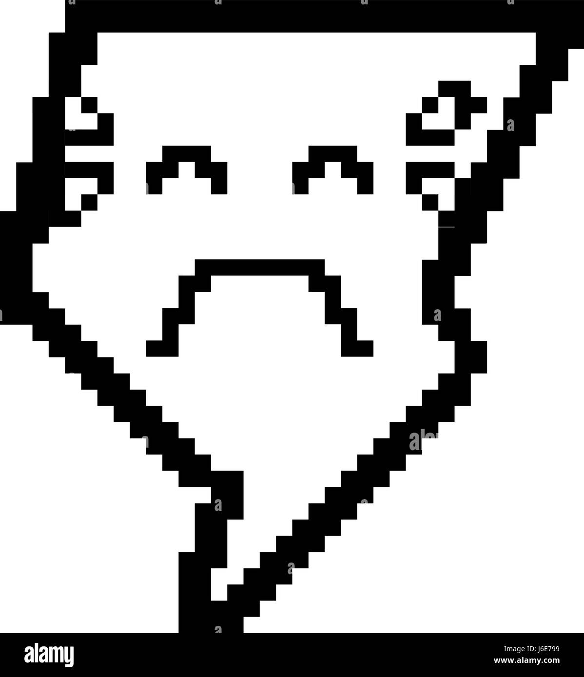 An illustration of a lightning bolt crying in an 8-bit cartoon style ...
