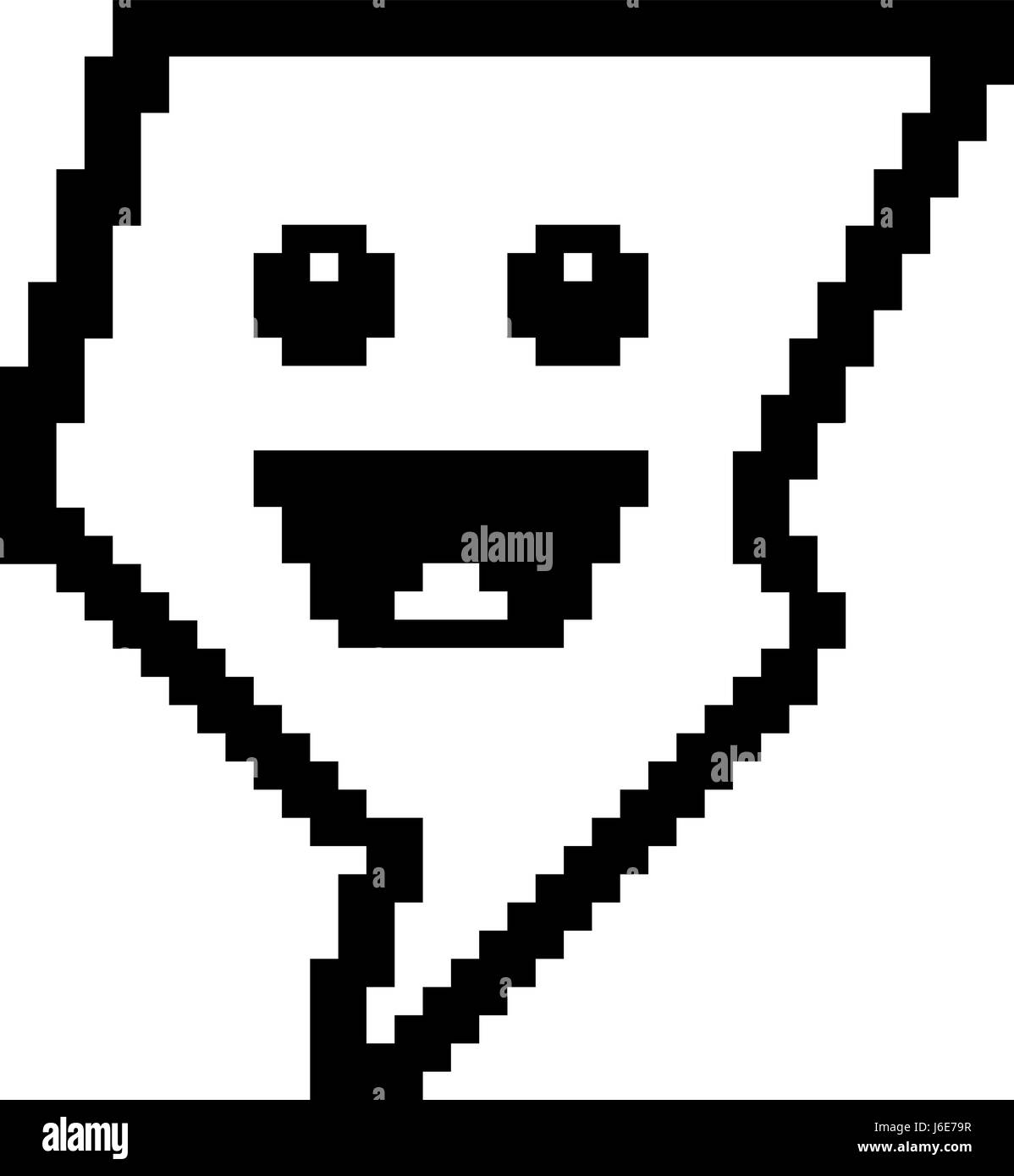 An illustration of a lightning bolt smiling in an 8-bit cartoon style ...