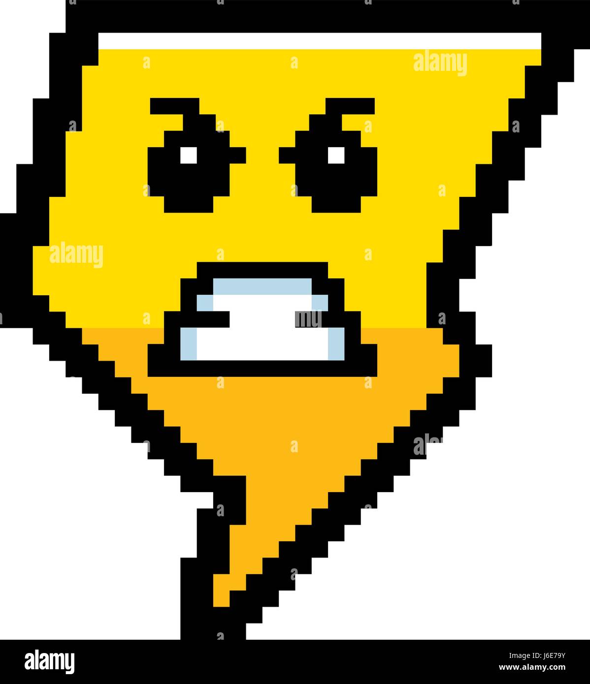 An illustration of a lightning bolt looking angry in an 8-bit cartoon ...