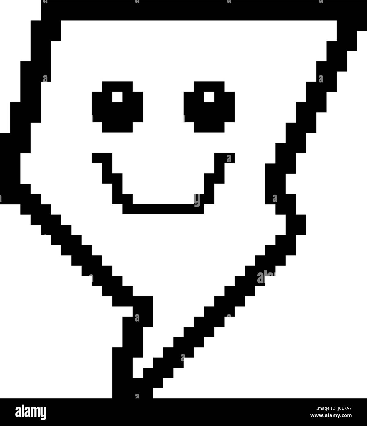 An illustration of a lightning bolt smiling in an 8-bit cartoon style ...
