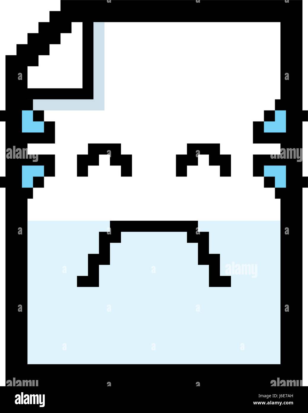 An illustration of a piece of paper crying in an 8-bit cartoon style ...