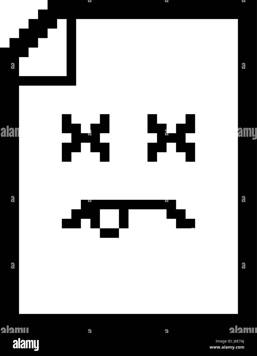 An illustration of a piece of paper looking dead in an 8-bit cartoon ...