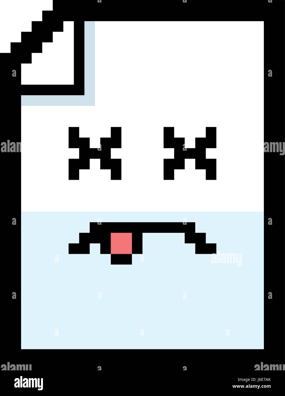 An illustration of a piece of paper looking dead in an 8-bit cartoon ...