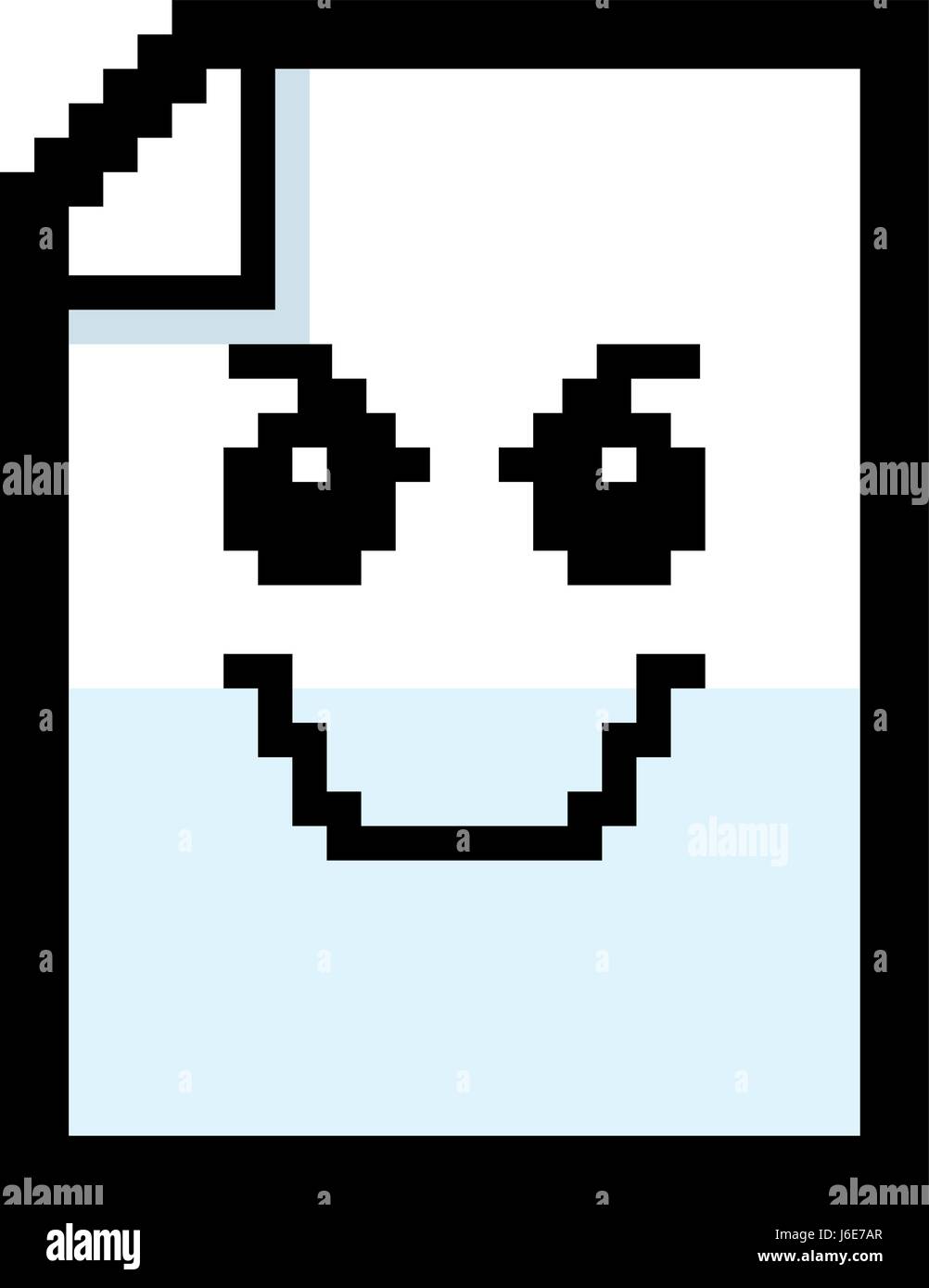 An illustration of a piece of paper looking evil in an 8-bit cartoon ...