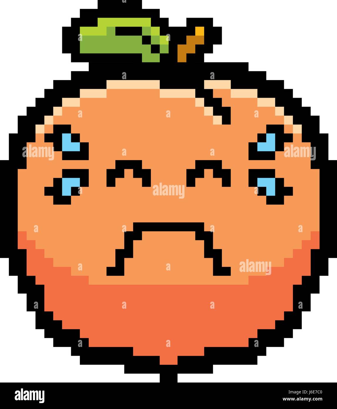 An illustration of a peach crying in an 8-bit cartoon style Stock ...