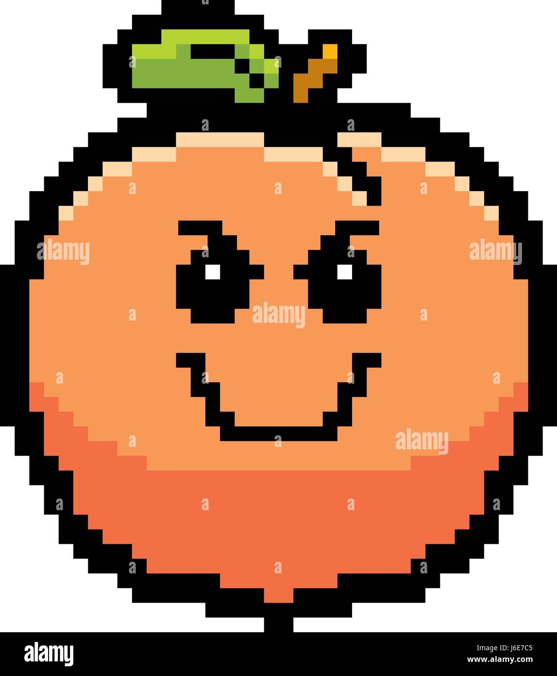 An illustration of a peach looking evil in an 8-bit cartoon style Stock ...