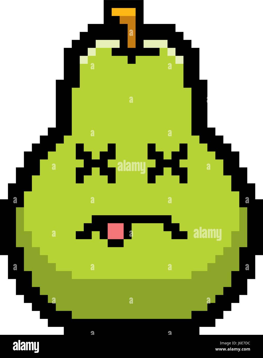 An illustration of a pear looking dead in an 8-bit cartoon style Stock ...