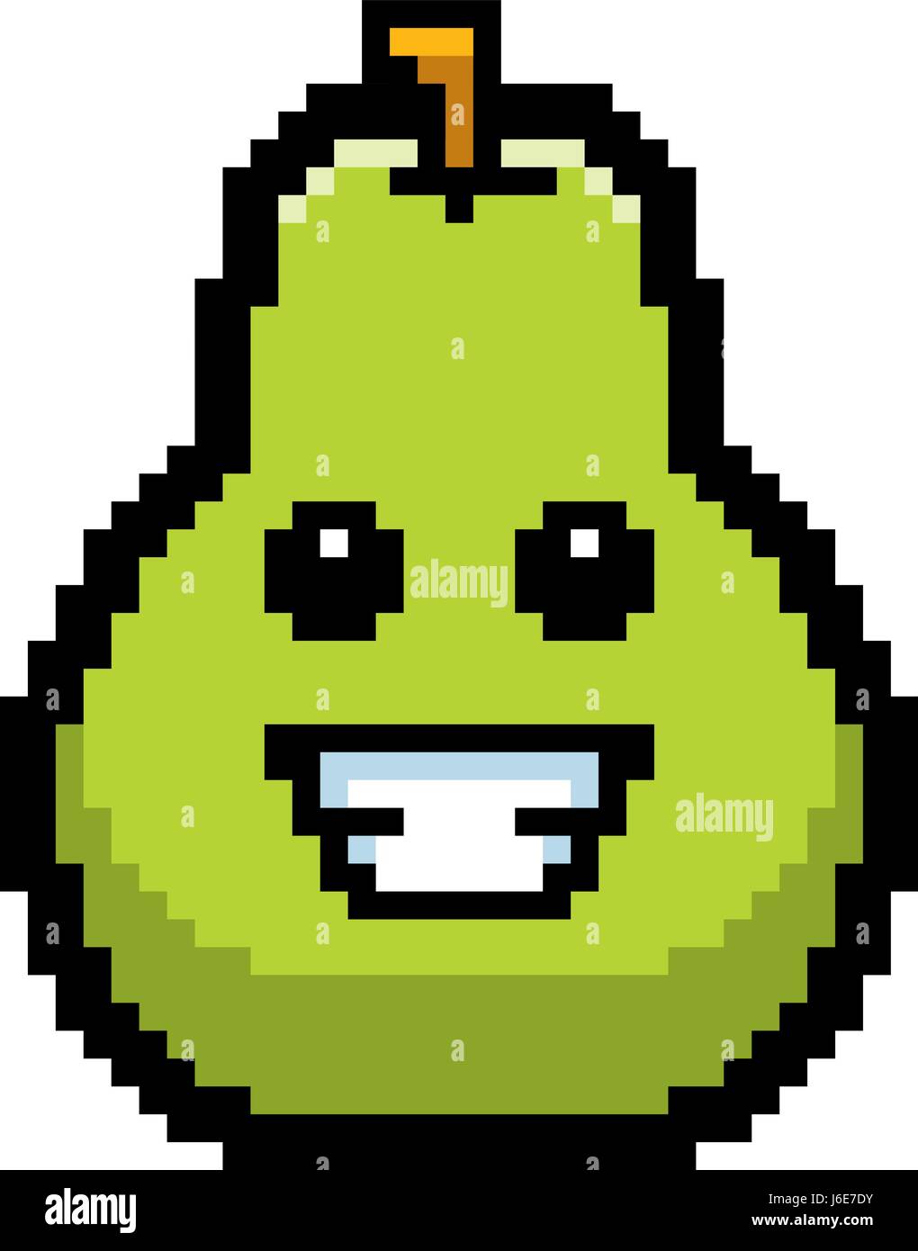 An illustration of a pear smiling in an 8-bit cartoon style Stock ...