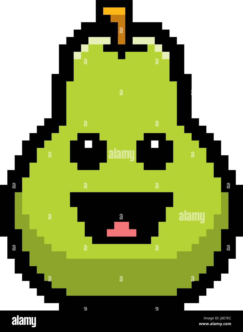 An illustration of a pear smiling in an 8-bit cartoon style Stock ...