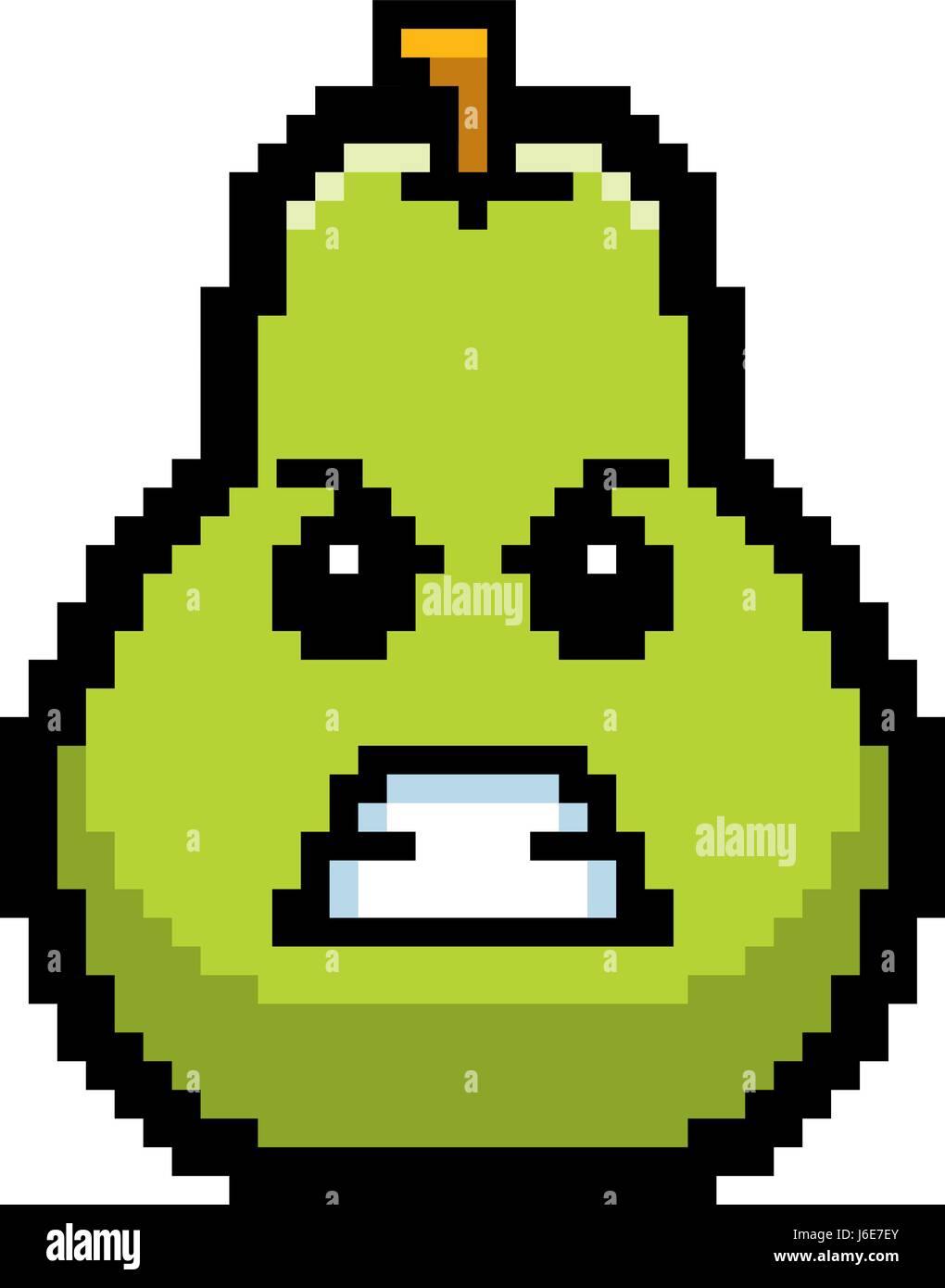 An illustration of a pear looking angry in an 8-bit cartoon style Stock ...
