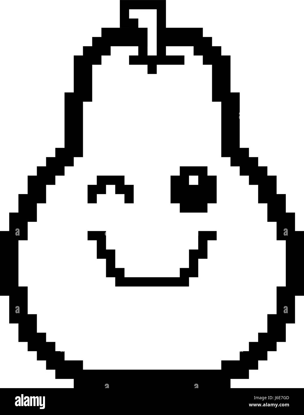 An illustration of a pear winking in an 8-bit cartoon style Stock ...